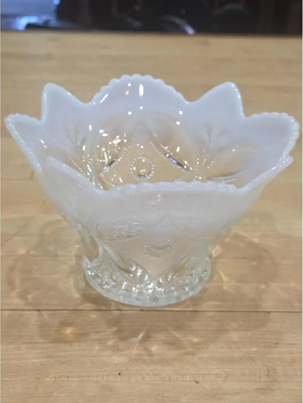 Kitchen | Antique Dugan Glass Wheel And Block White Opalescent Star ...